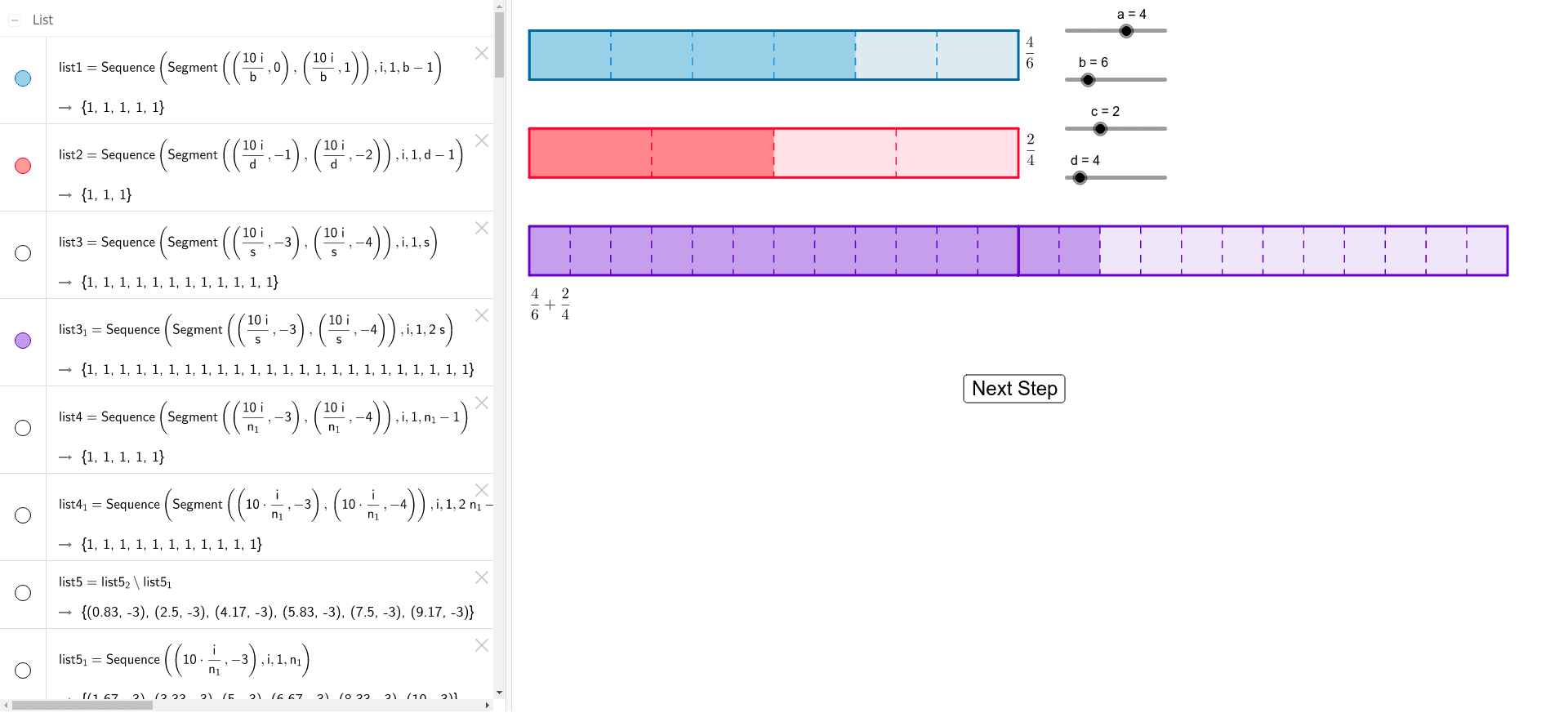 Fraction Addition – GeoGebra