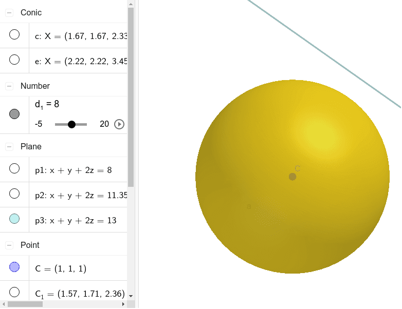 Intersection Sphere Plane – GeoGebra