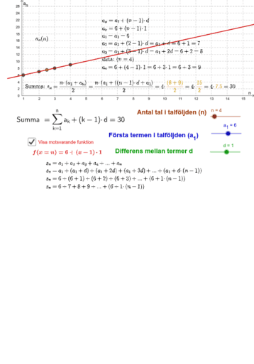 Matematik 5 och 3b aritmetisk talföljd och summa a_n = a_1 + (n-1)*d ...
