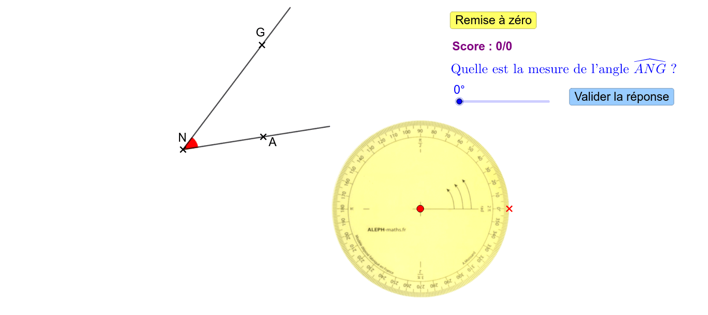 Mesurer un angle à l'aide d'un rapporteur circulaire – GeoGebra
