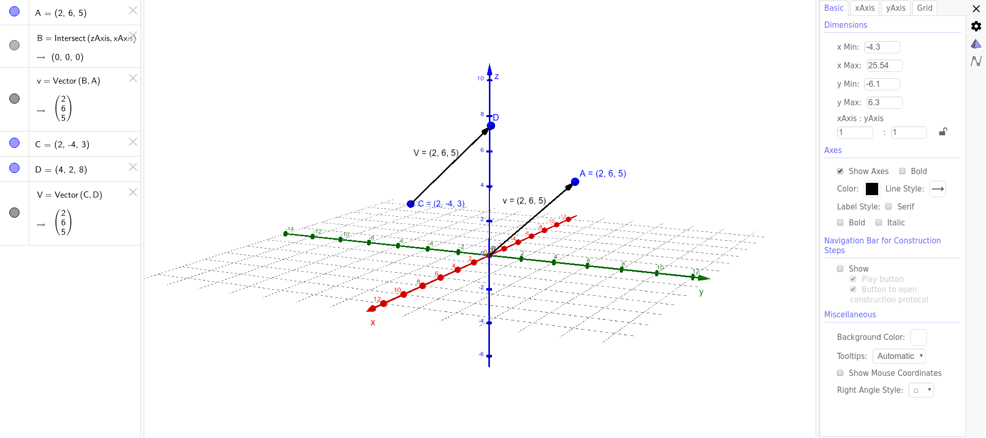 Equal Vectors from Alternate Initial Points – GeoGebra