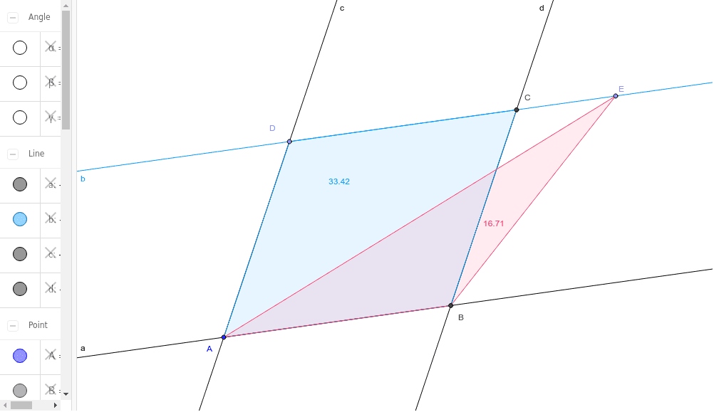 Areas of Parallelograms and Triangles_EXPERIMENT_15 – GeoGebra