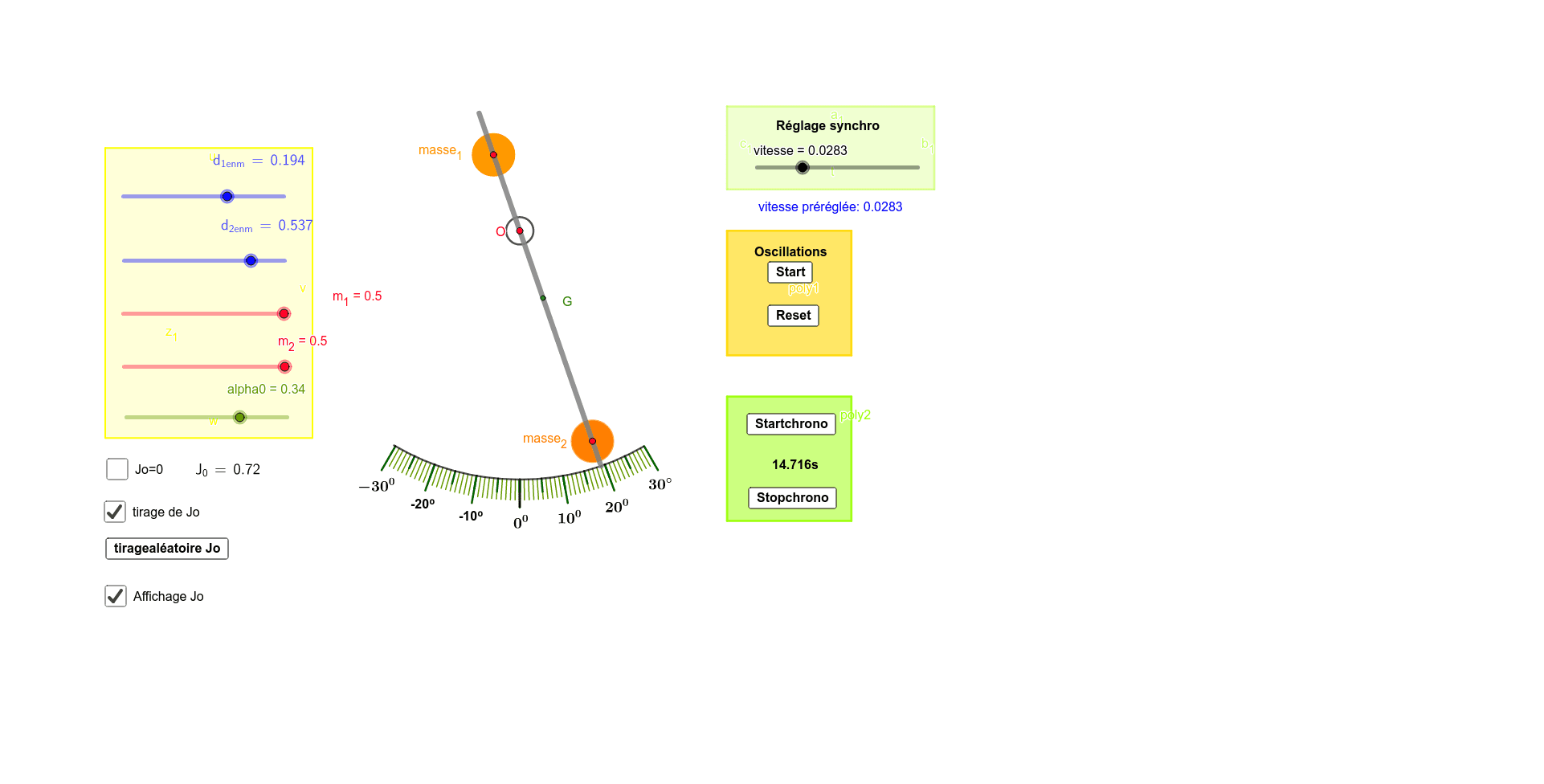 Pendule pesant: moment d'inertie – GeoGebra