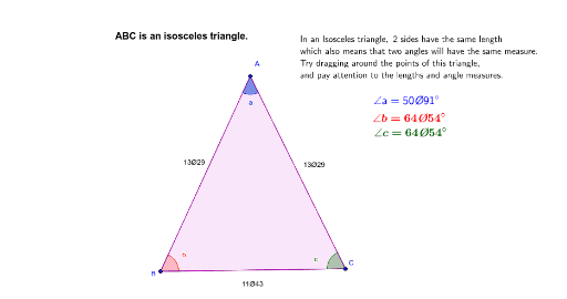 Properties of Isosceles Triangles – GeoGebra