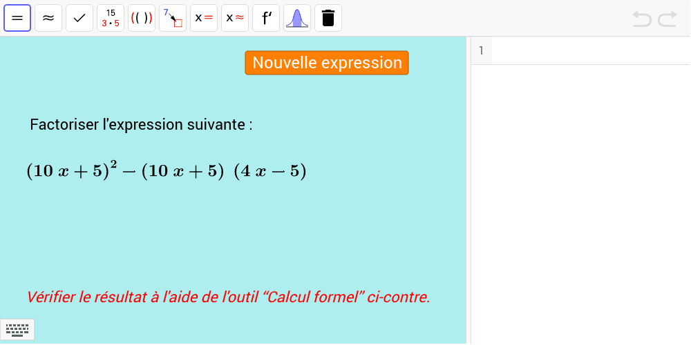 Exercices de factorisation – GeoGebra