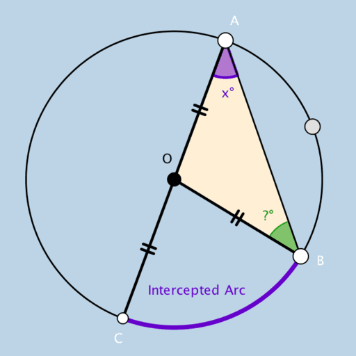 Proof Exercise: Inscribed Angle Theorem (Case 1) – GeoGebra