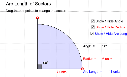 arc length of Sectors – GeoGebra