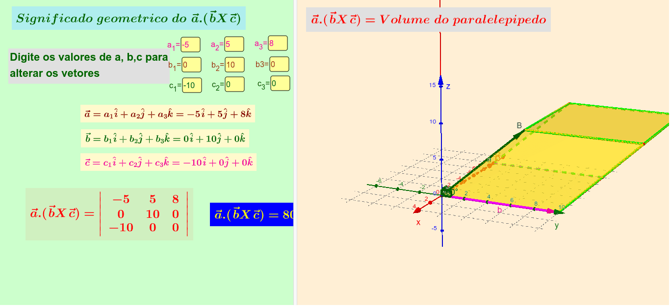 Produto misto – GeoGebra