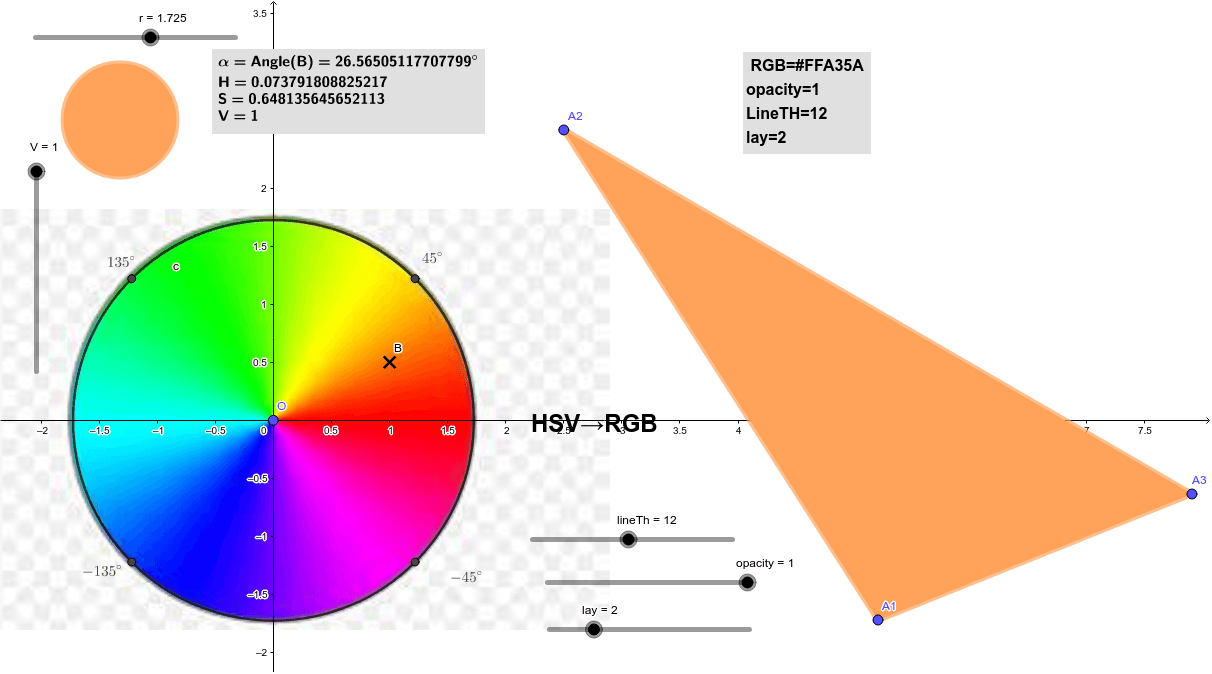 Colour picker: HSV→RGB. – GeoGebra
