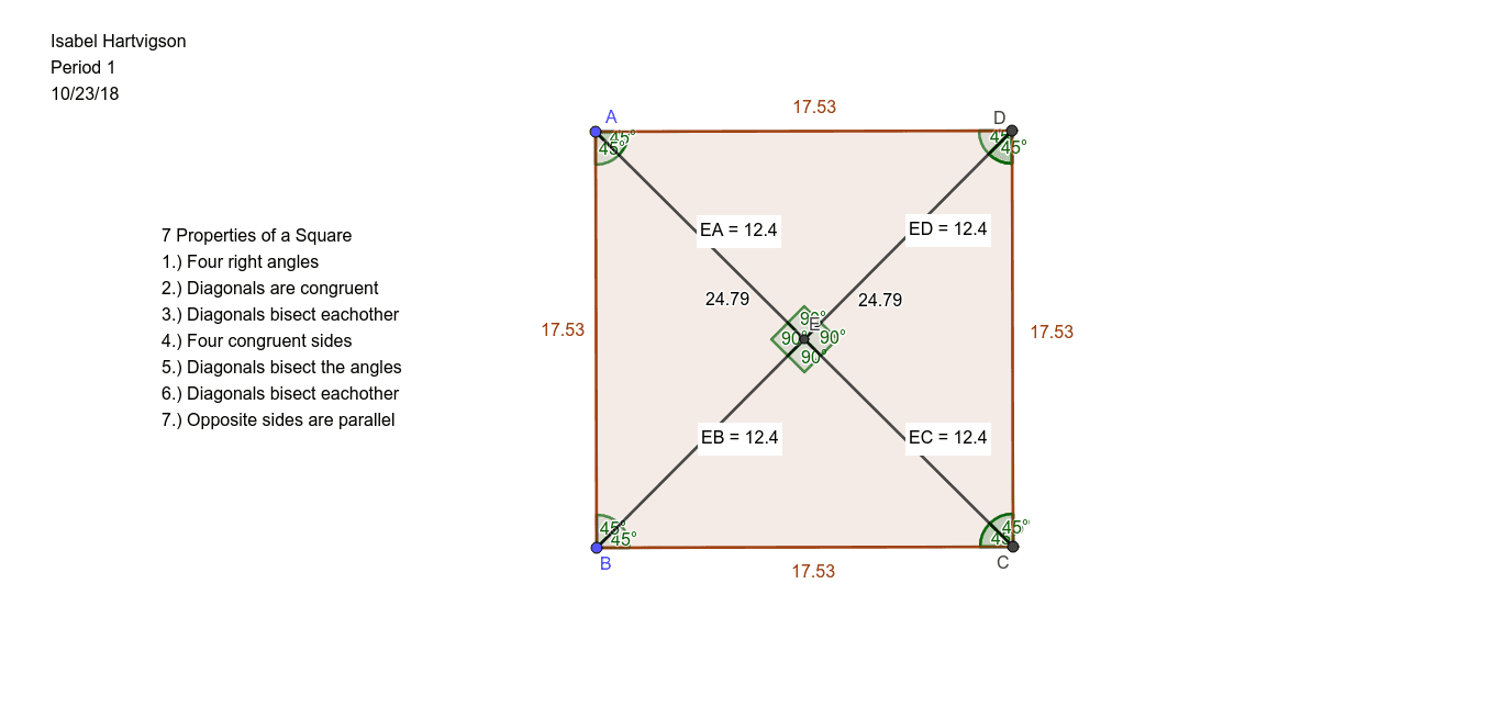 Properties of a Square – GeoGebra