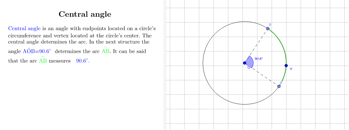Central Angle, Inscribed Angle, Circular Segment Angle and Arc – GeoGebra