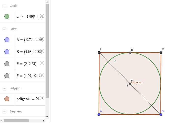 Circunferencia Inscrita en un Cuadrado – GeoGebra