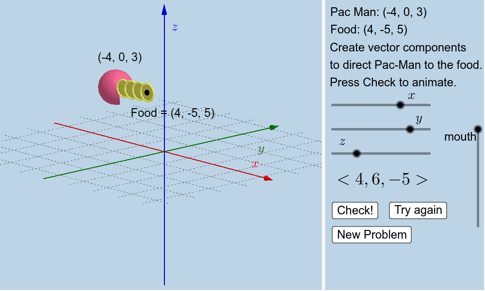 Pac Man: Vector Components – GeoGebra