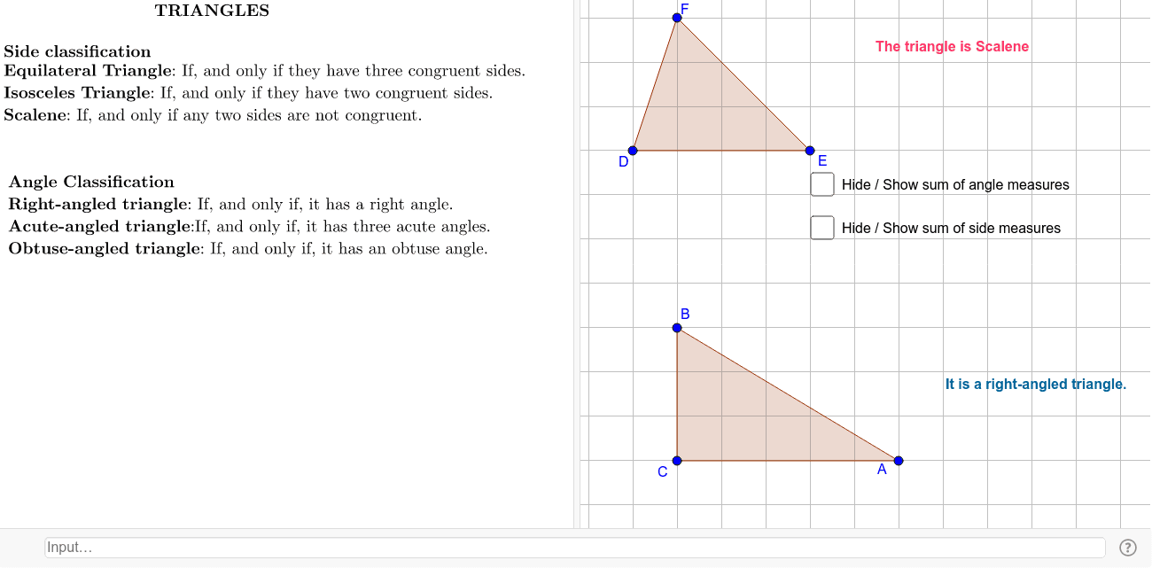 Triangles- Classification – GeoGebra