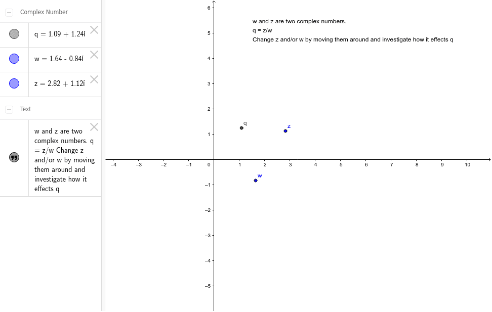 Dividing two complex numbers – GeoGebra