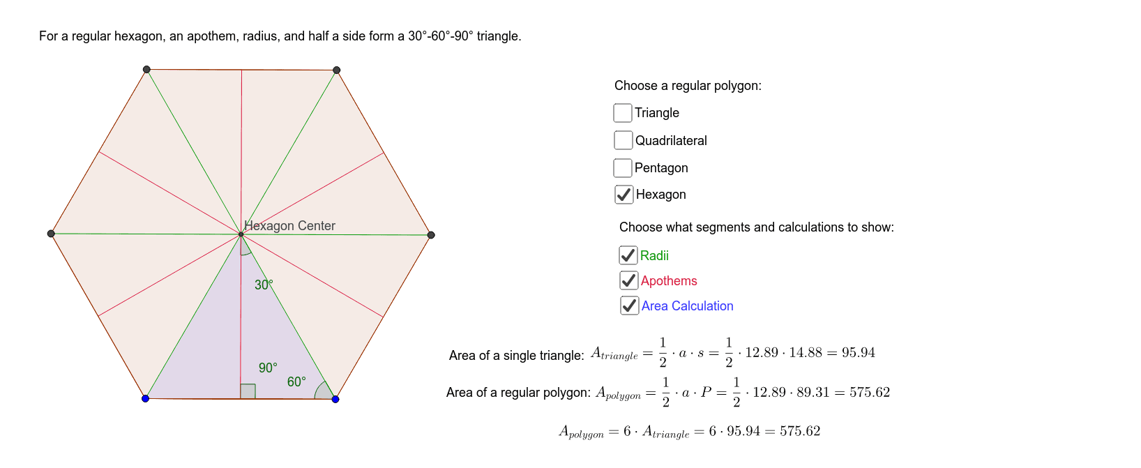 Regular Polygons and Area – GeoGebra