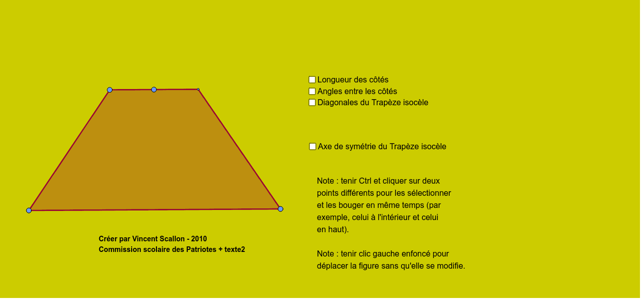 Propriétés d'un trapèze isocèle – GeoGebra