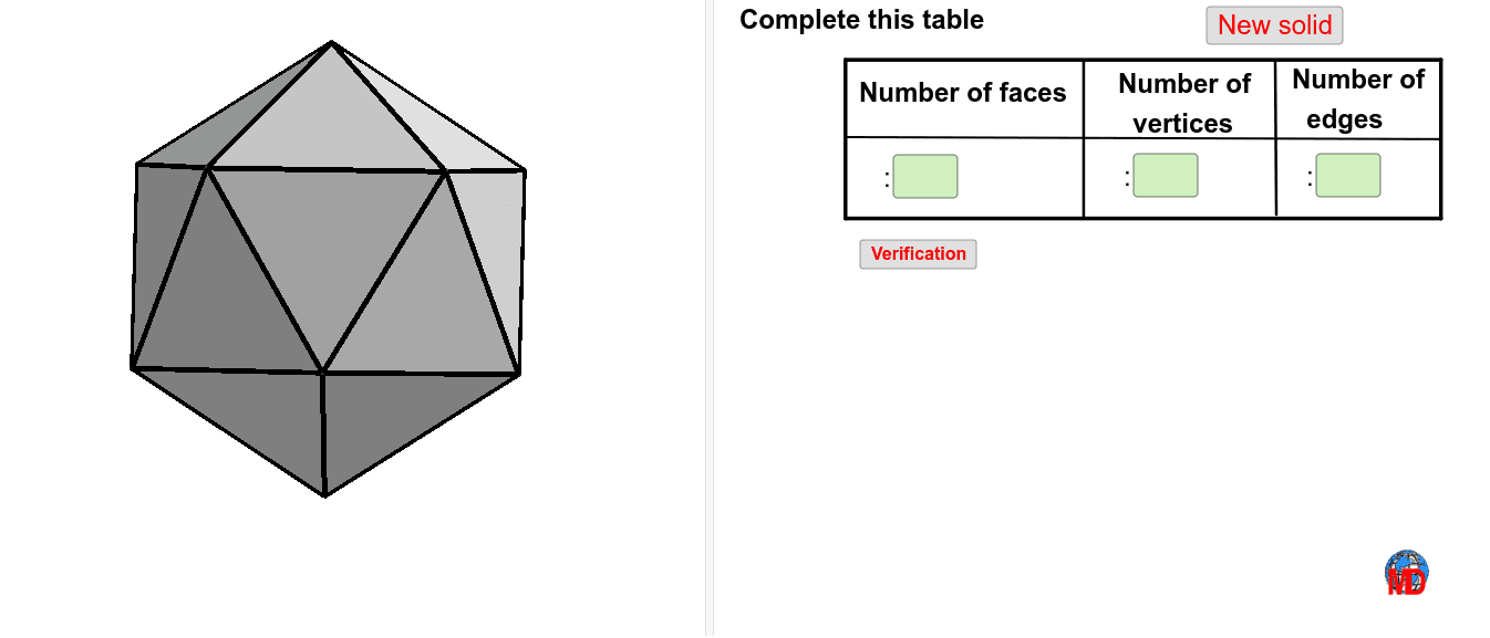 Euler's relation for platonic solids – GeoGebra