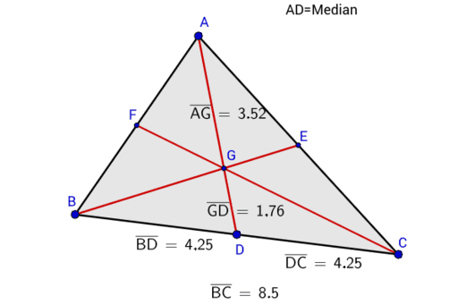 Median and centroid of a triangle. – GeoGebra