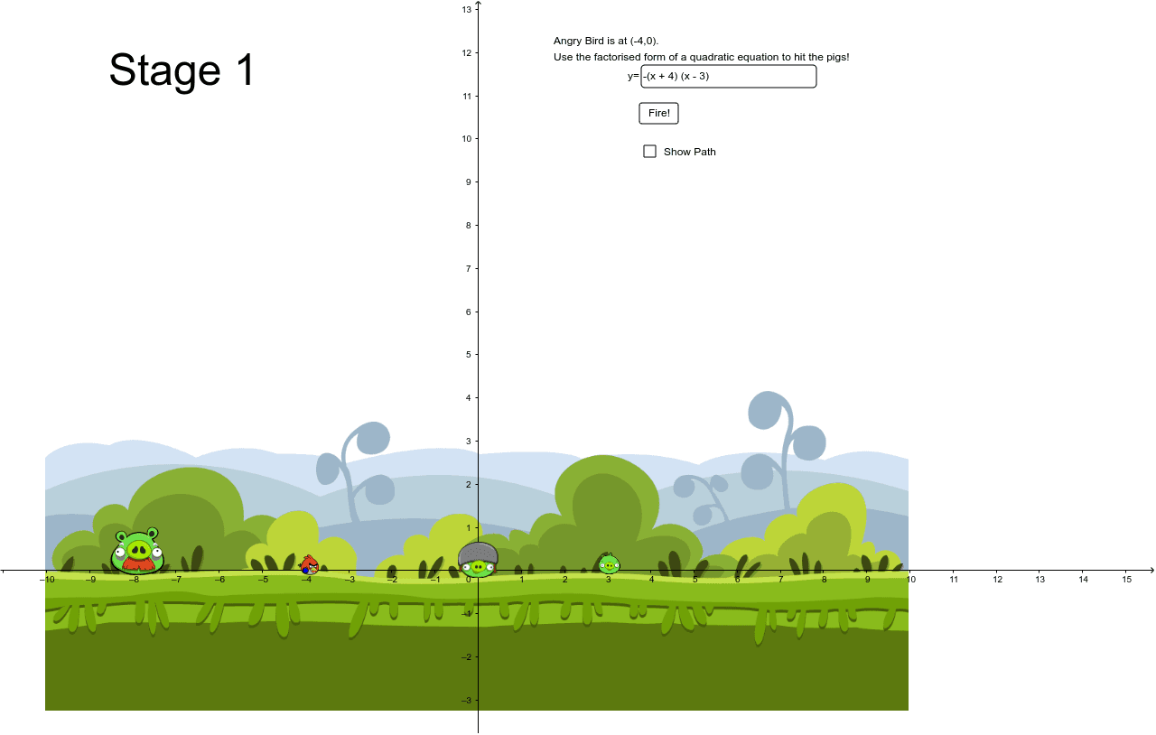 Angry Birds: The Quadratic Game (Stage 1) – GeoGebra