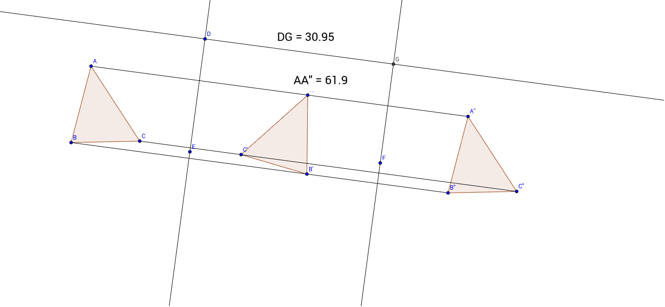 Two reflections over parallel lines exploration – GeoGebra