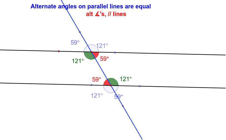 Alternate angles on parallel lines – GeoGebra