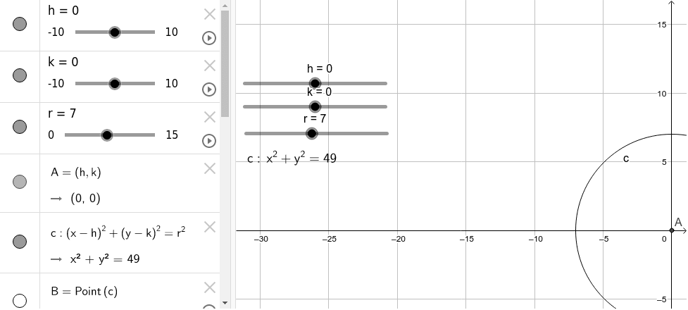 Circle Equation, Inscribed, and Central Angles – GeoGebra