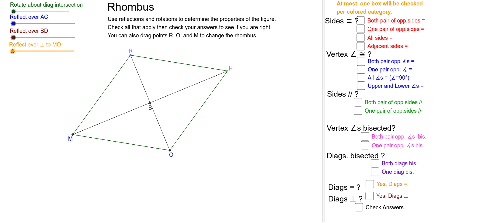 Exploring Rhombi – GeoGebra