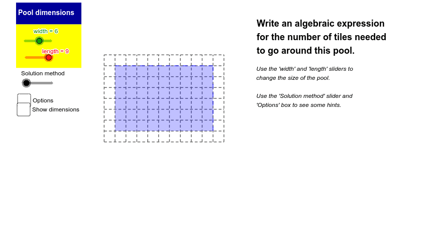 Tiles around a pool – GeoGebra