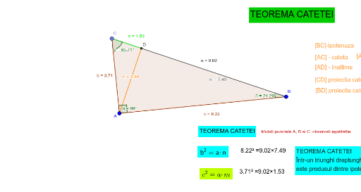 TEOREMA CATETEI – GeoGebra