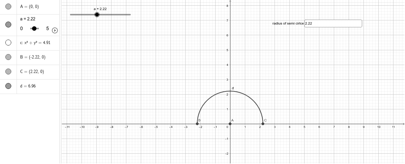 Semi Circle having variable radius – GeoGebra