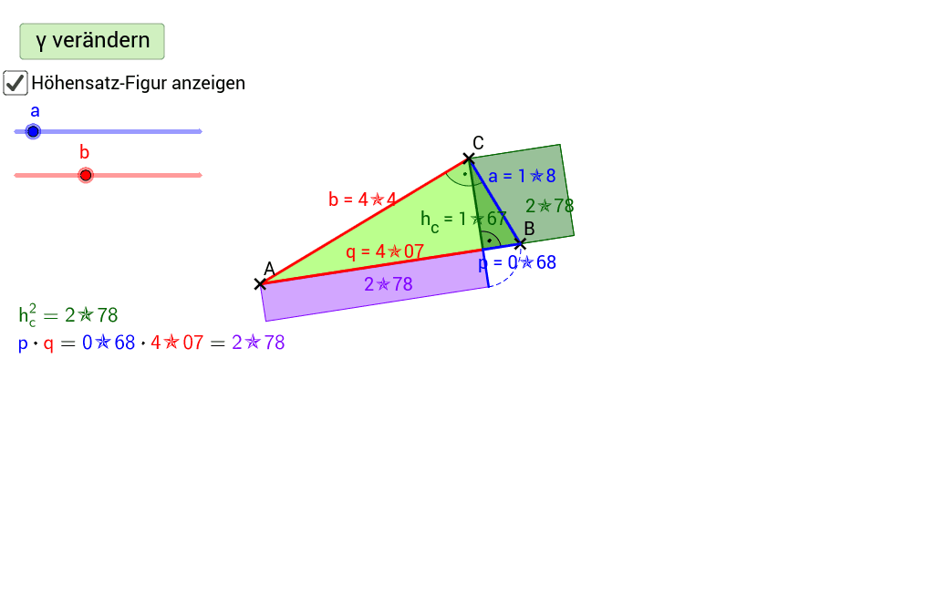 Der Satz des Pythagoras - Animation zur Aussage – GeoGebra