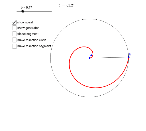Trisecting an angle with the Spiral of Archimedes – GeoGebra
