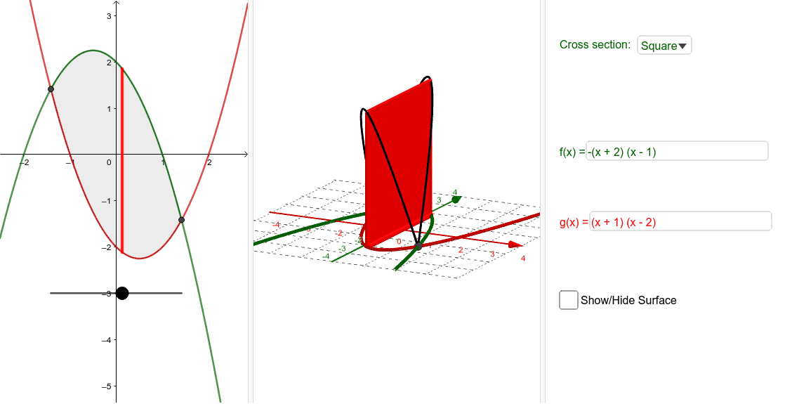Solids with different cross sections revised. – GeoGebra
