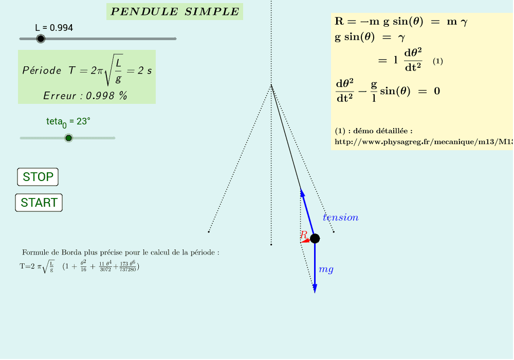 Pendule simple – GeoGebra