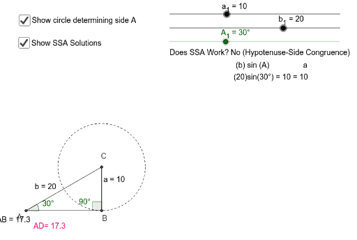 Sine Law Ambiguous Case – GeoGebra