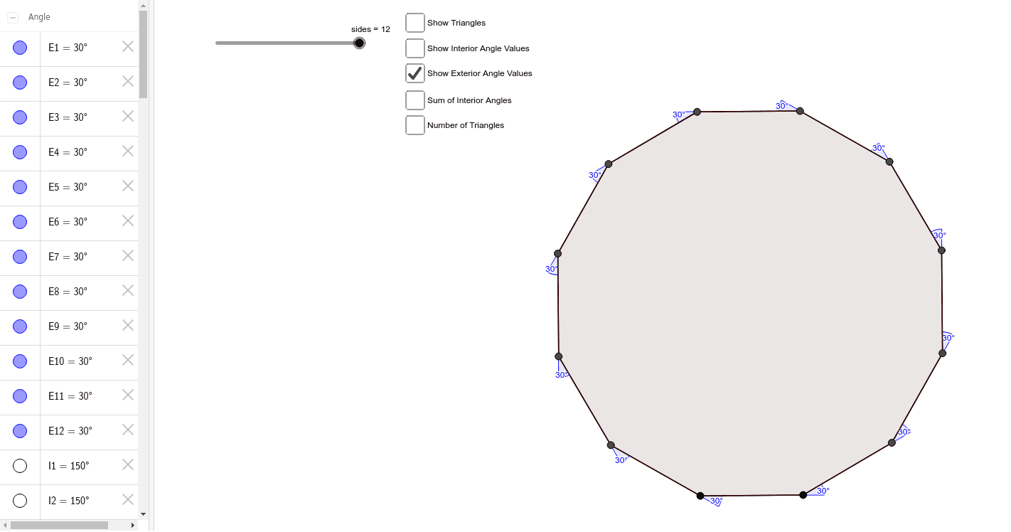 Angles in Regular Polygons (Interior and Exterior) – GeoGebra