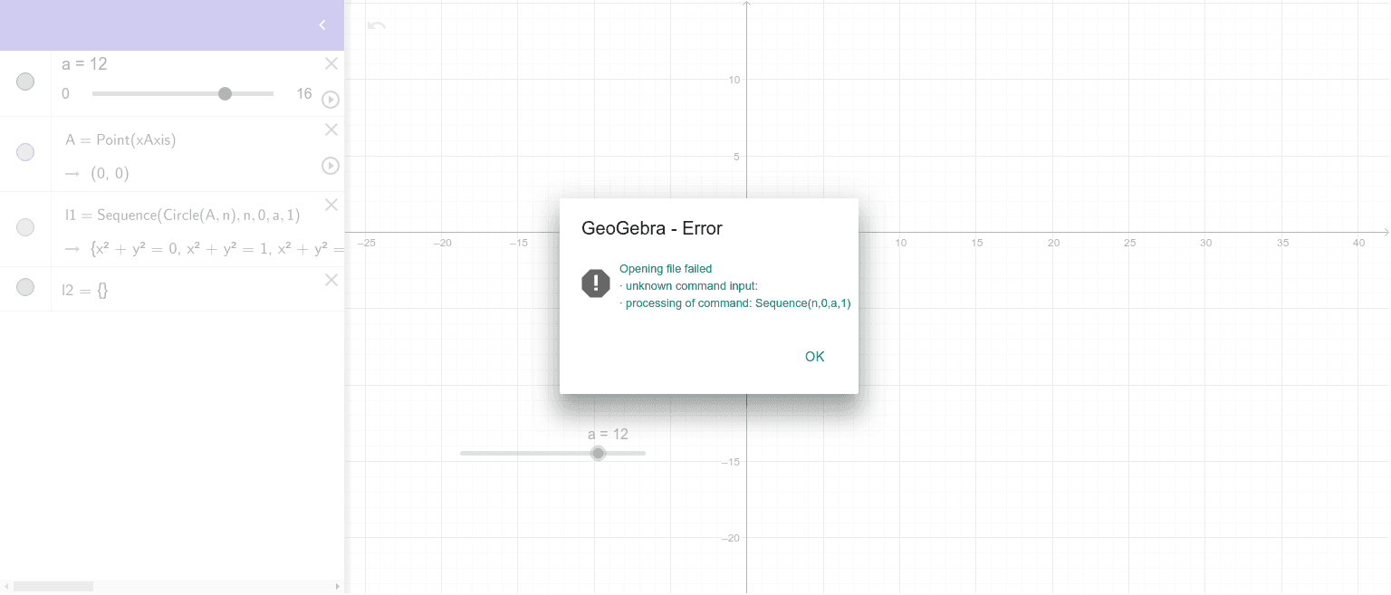 Sequence Command for circle expression – GeoGebra