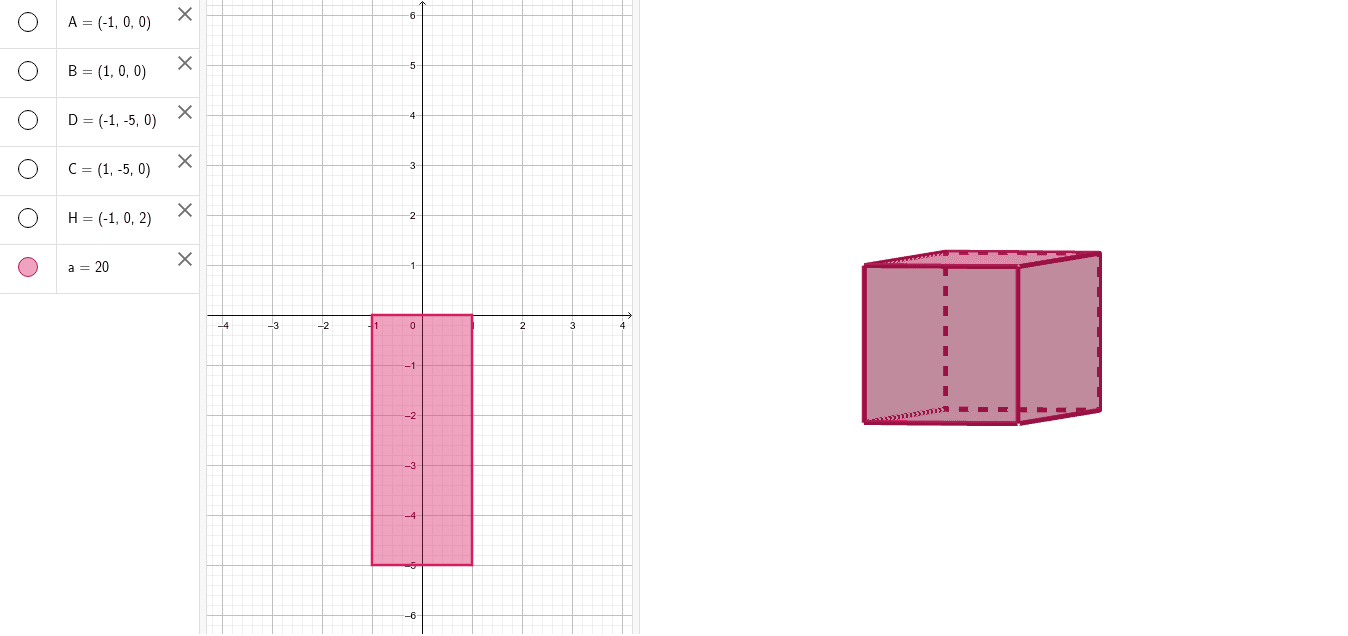Bloco retangular – GeoGebra