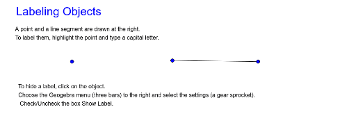 Labeling Objects Practice – GeoGebra