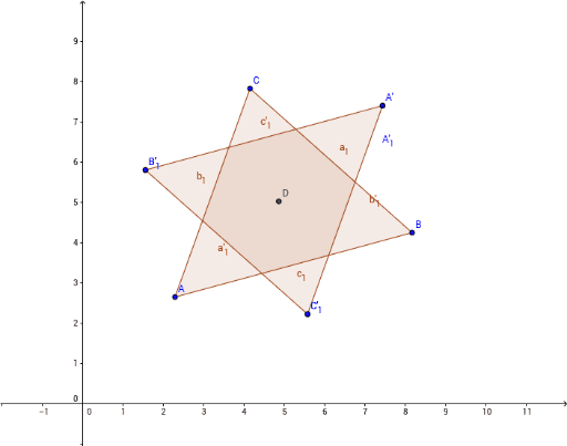 Rotating triangle 180 degrees using reflection and incenter – GeoGebra