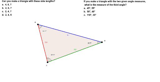 Triangle Exploration – GeoGebra