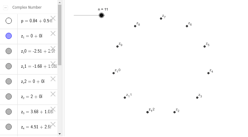 Complex numbers and polygoons – GeoGebra
