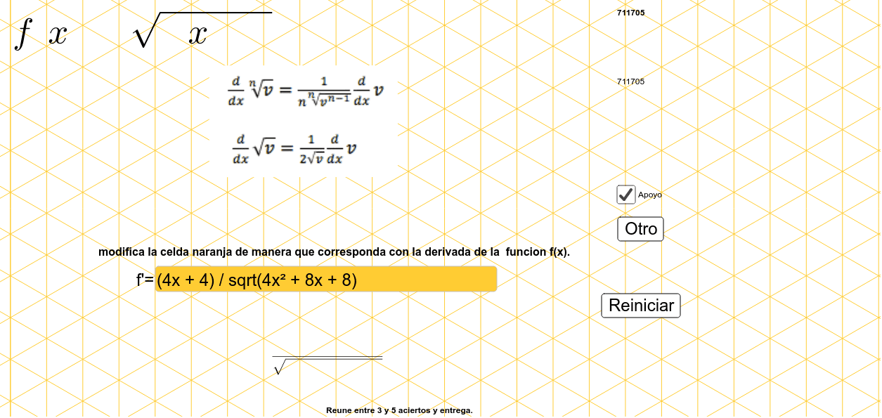Derivada funciones con radical – GeoGebra