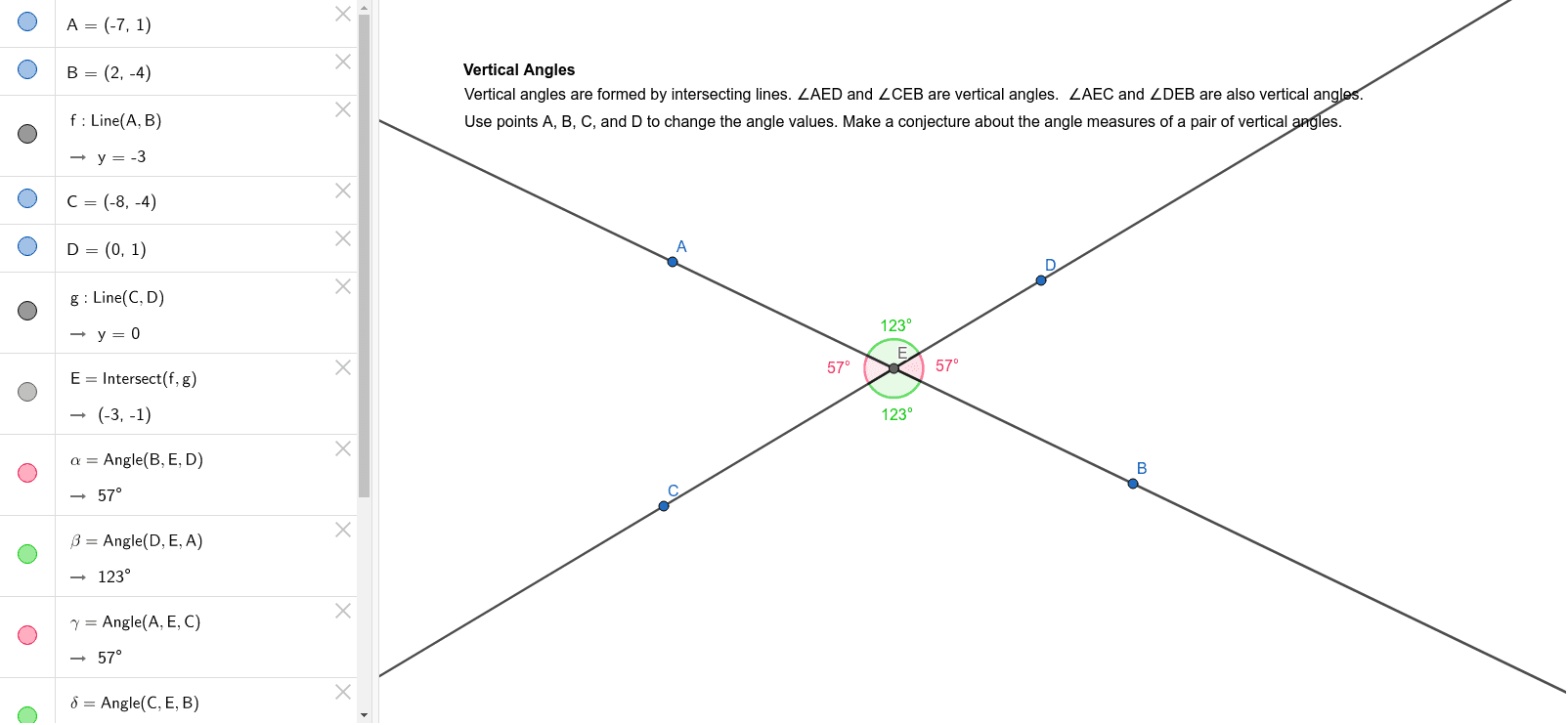 Vertical Angles – GeoGebra