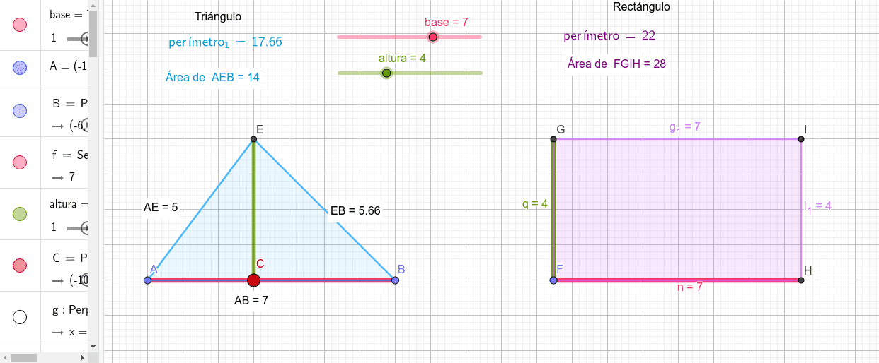 Calculadora perímetro y área (triángulo, rectángulo)... – GeoGebra