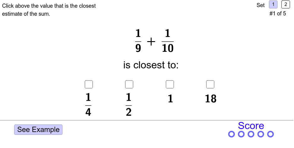 Fraction Addition Estimation Practice – GeoGebra