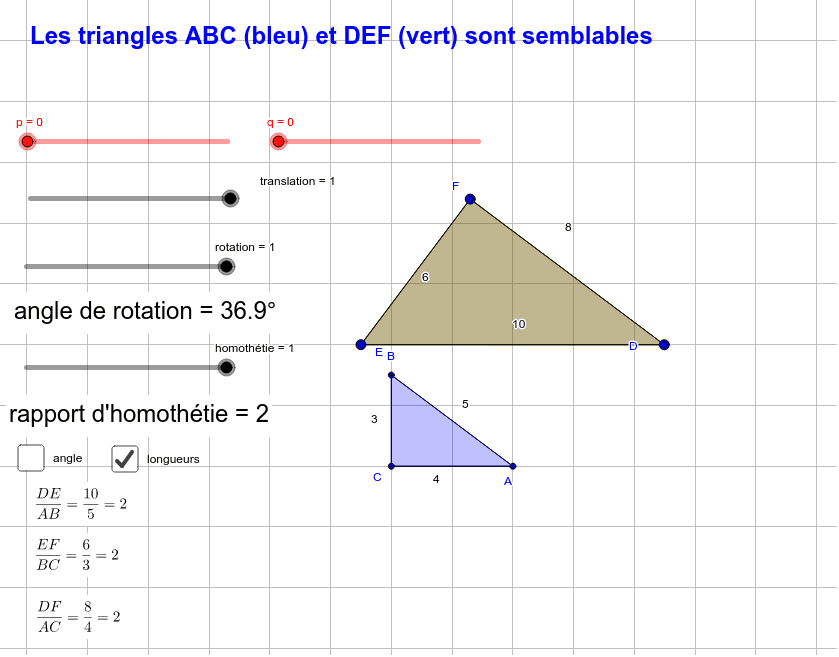 Triangles semblables, activité sujet A – GeoGebra