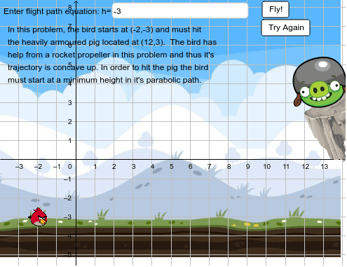 Angry Birds 4: Modelling Quadratics – GeoGebra