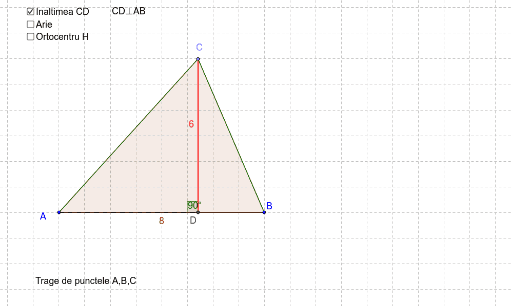 Inaltimea, aria triunghiului – GeoGebra